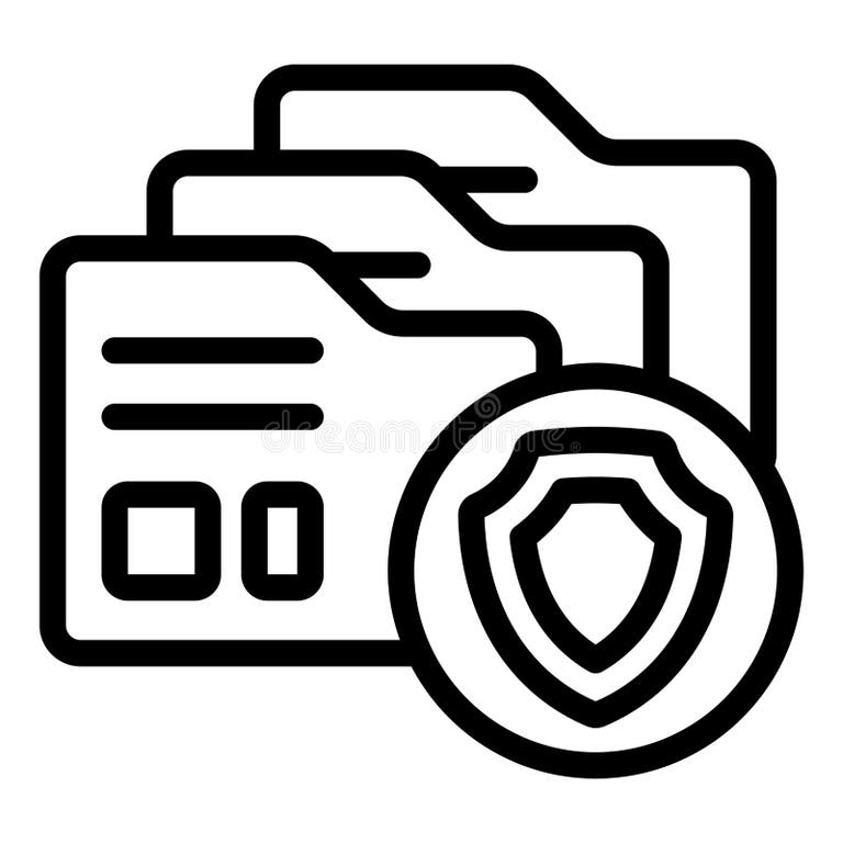 Data Secure Folder Line Icon, Data Protection Concept. Vector Graphics Stock Illustration ...
