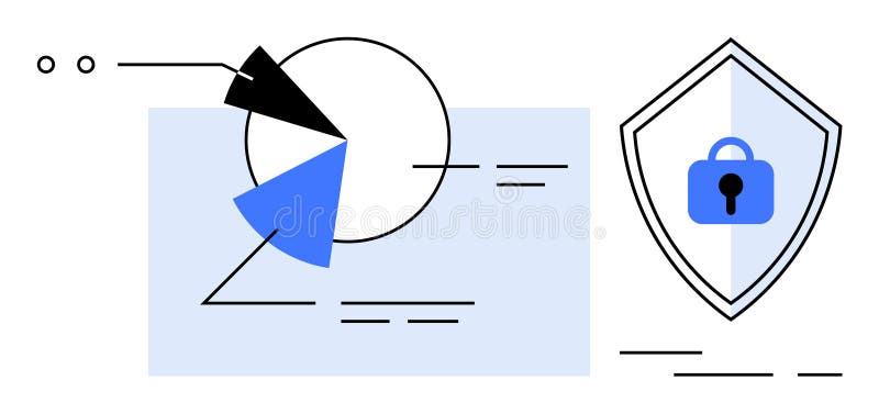 Data Security Analysis with Pie Chart and Shield Lock Symbol Stock ...