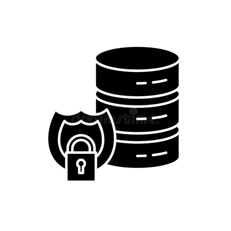 Data Security Black Icon, Vector Sign on Isolated Background. Data ...