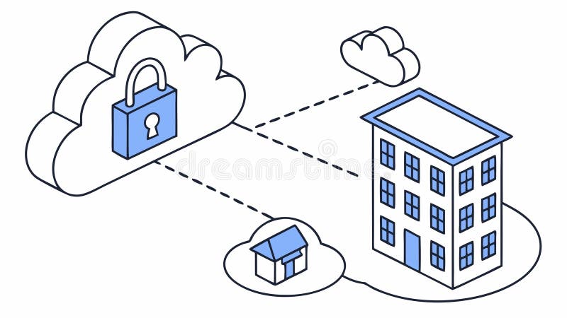 Data Security, Building Cloud Access, Digital Protection, Vector Design ...