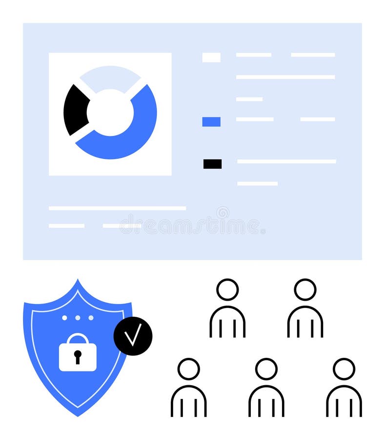 Data Security Chart with Shield and User Icons Symbolizing Protection ...