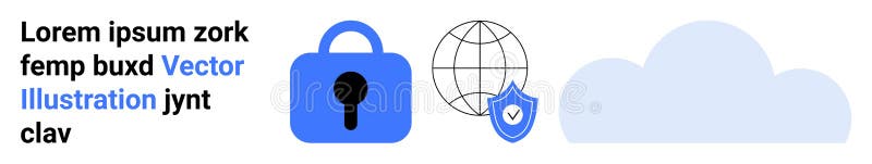 Data Security and Cloud Computing Concept with Lock, Globe, Shield and Cloud Icons Stock Vector ...