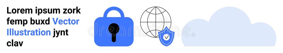 Data Security and Cloud Computing Concept with Lock, Globe, Shield and Cloud Icons Stock Vector ...