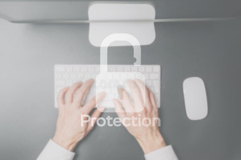 Data Security. Computer Data Internet Protection Symbol on Blured ...