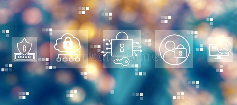 Data Security Concept with Blurred City at Night Stock Image - Image of ...