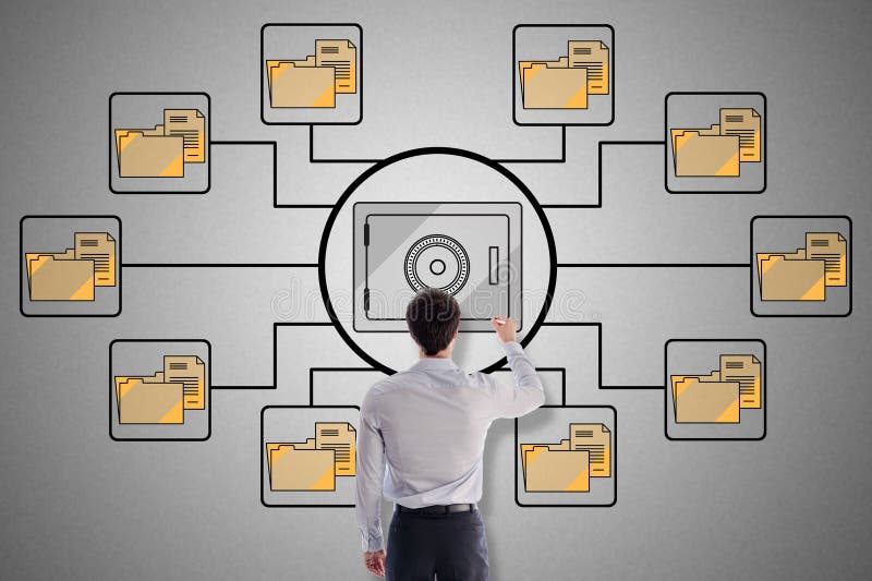 Data Security Concept Drawn by a Man Stock Photo - Image of access ...