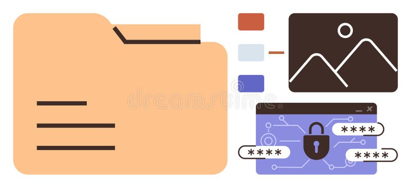 Data Security Concept with File Storage, Password Encryption, and Digital Protection Stock ...