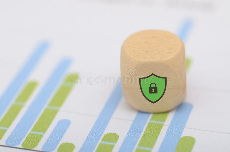 Data Security Concept with Green Shield Lock on Financial Graph with ...