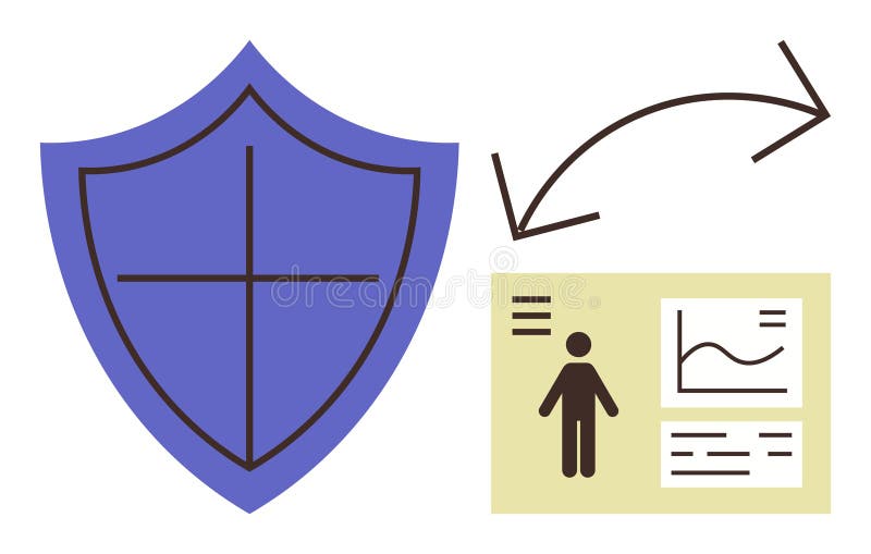 Data Security Concept with Shield, Arrows, and User Dashboard Interface ...