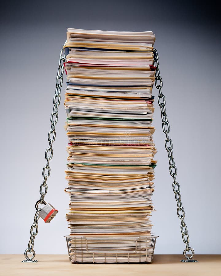 Data Files Secured with Lock and Chain Stock Image - Image of overtime ...