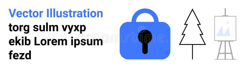 Data Security and Creative Design with Lock Graphic, Tree, and Canvas ...