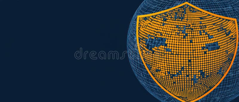 Data Security Globe with Shield Overlay, Showcasing Protection and ...