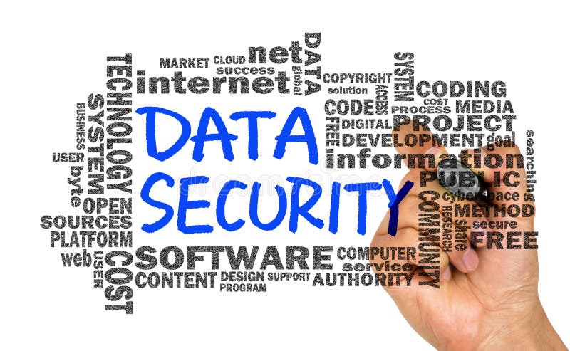 Data Security Handwritten by Businessman with Related Word Cloud Stock ...