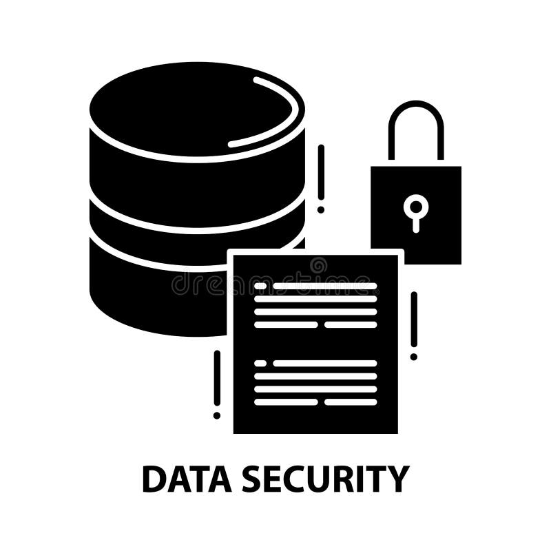 Data Security Icon, Black Vector Sign with Editable Strokes, Concept ...