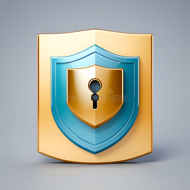 Data Security Icon: 3D Shield Shape with Padlock, Ensuring User Account ...