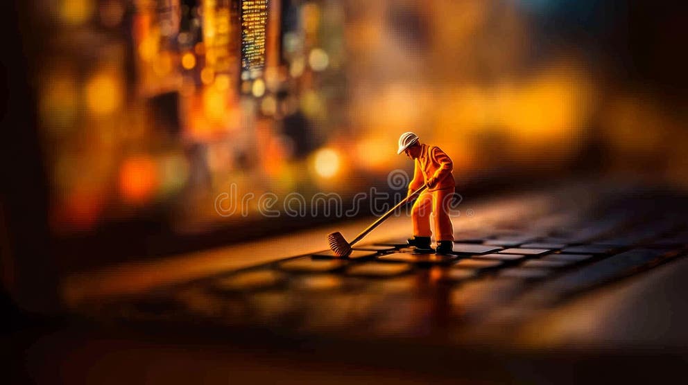Data Security is Illustrated through the Image of a Miniature Worker ...