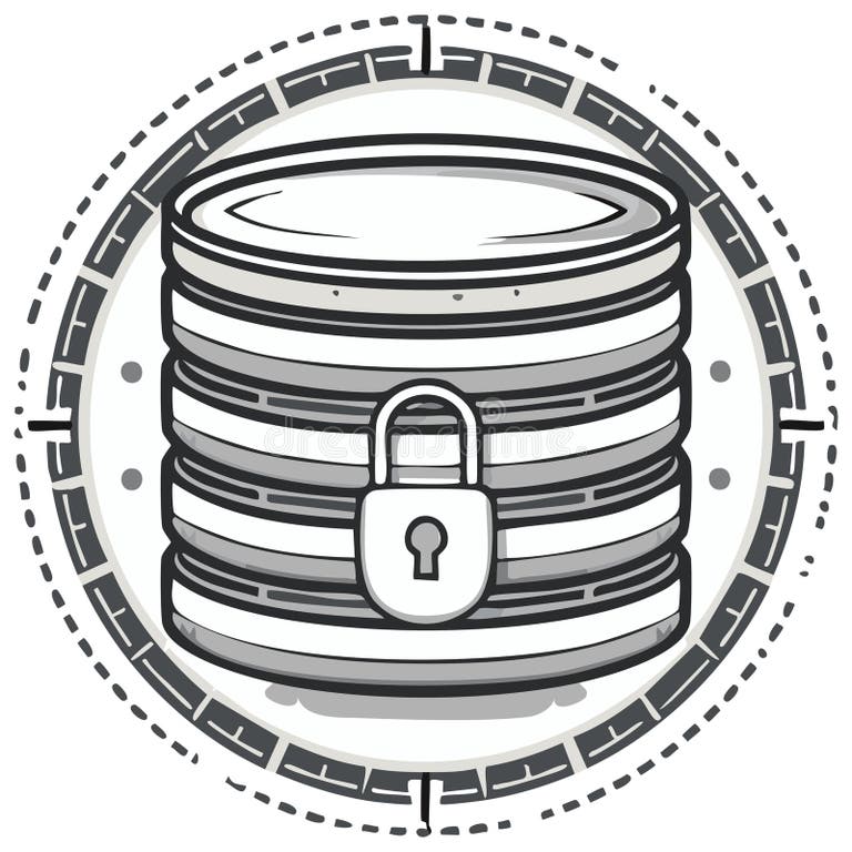 Data Security Illustration: Database Icon with Padlock, Concept of Protection Stock Vector ...