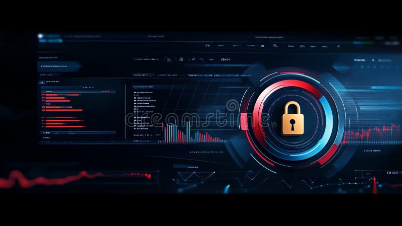 Data Security Interface with Lock Symbol, Digital Visualization ...