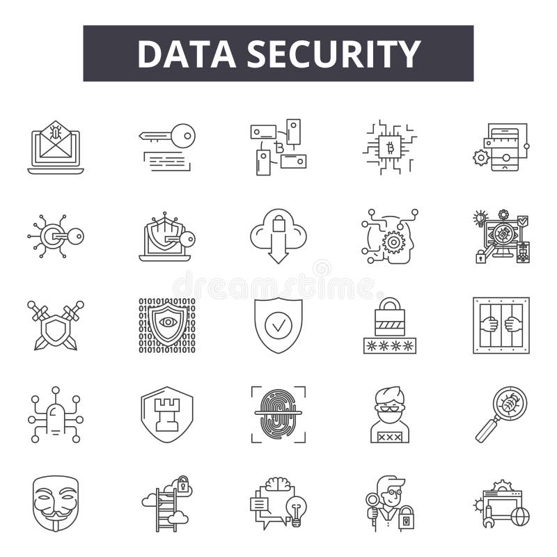 Data Security Line Icons, Signs, Vector Set, Outline Illustration ...
