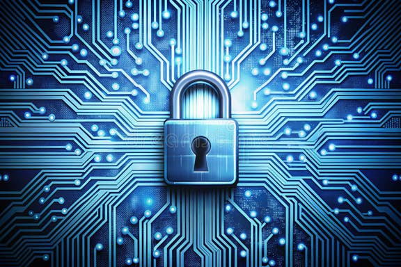 Data Security: Lock on Circuit Pattern Stock Illustration ...