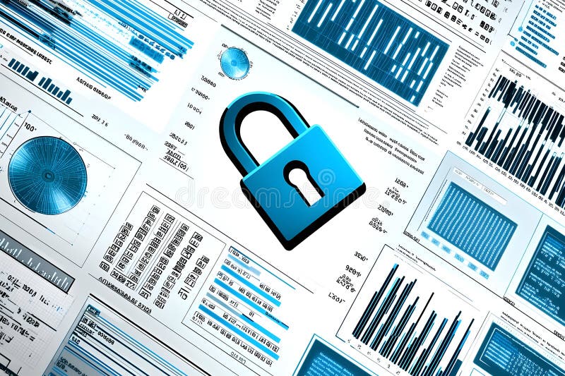 Data Security Lock on Financial Charts Stock Illustration ...