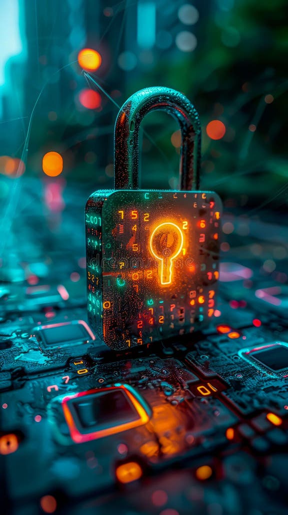 Data Security: Security Lock in the Fire Code. Generated by AI Stock ...