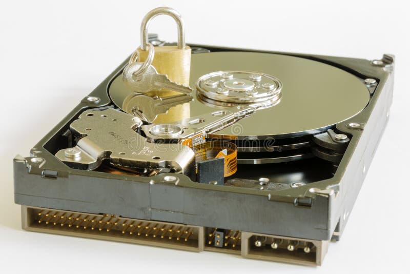 Data Security: Lock Sitting on a Hard Disk Drive Stock Photo - Image of ...