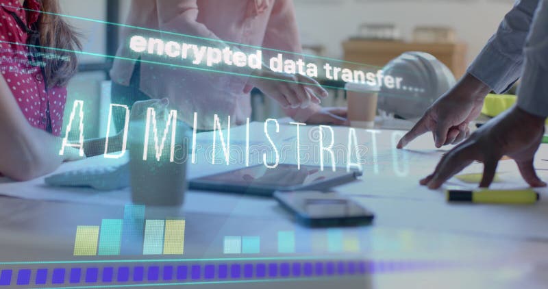 Data Security Message Over Diverse Architects Discussing Blueprints in ...