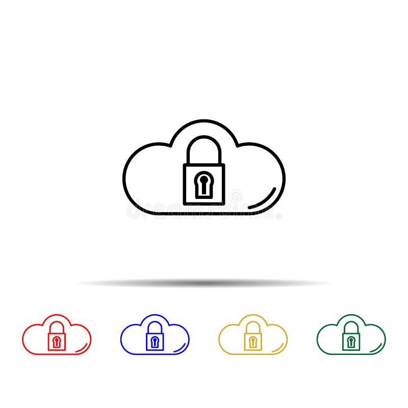 Data Security Multi Color Style Icon Simple Thin Line Outline Vector Of Web Icons For Ui And
