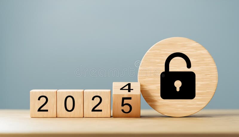 2025 Data Security and Privacy Challenges: Wooden Blocks with Open Lock ...