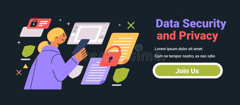 Data Security and Privacy Concept Colorful Illustration of a Person ...