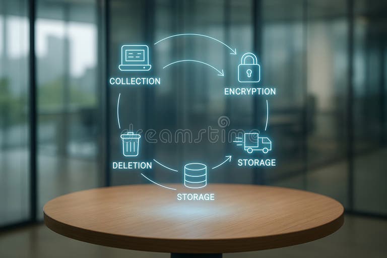 Data Security Process Illustrated with Collection Encryption Storage ...