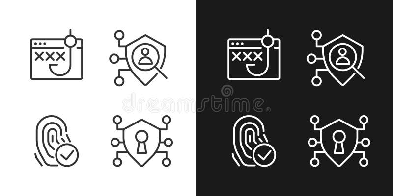 Data Security and Protection Pixel Perfect Linear Icons Set for Dark ...