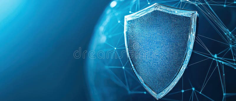 Data Security Shield Overlay on Globe of Data Points, Conveying ...