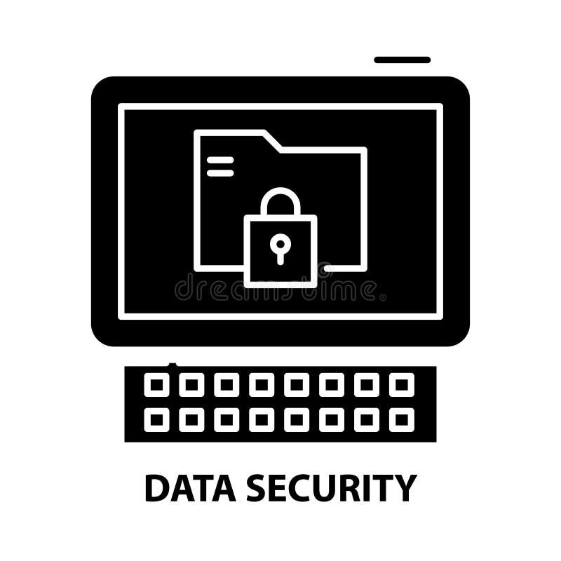 Data Security Icon, Black Vector Sign with Editable Strokes, Concept ...