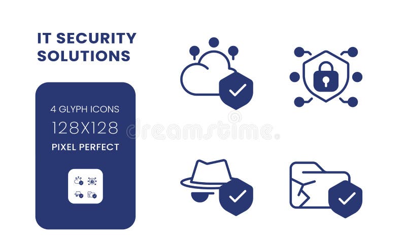Data Security Solutions Black Solid Desktop Icons Pack Stock Vector ...