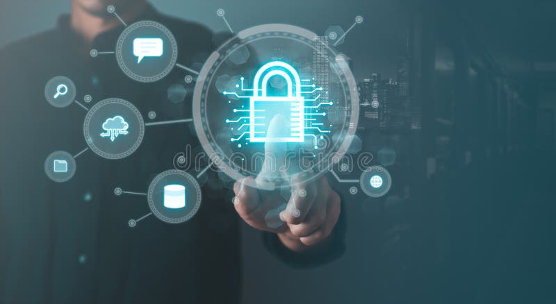 Business Man Touch the Digital Screen on the AI Icon Artificial ...