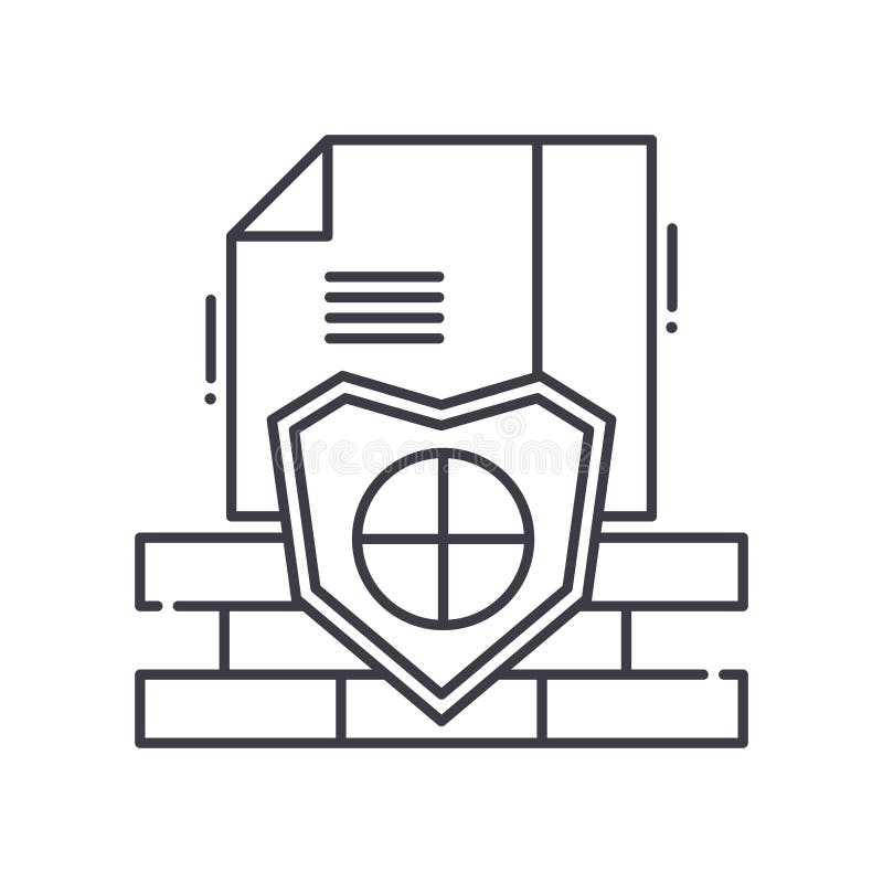 Data Security System Icon, Linear Isolated Illustration, Thin Line ...