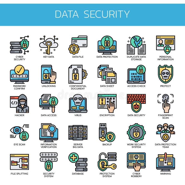 Data Security , Pixel Perfect Icons Stock Vector - Illustration of ...