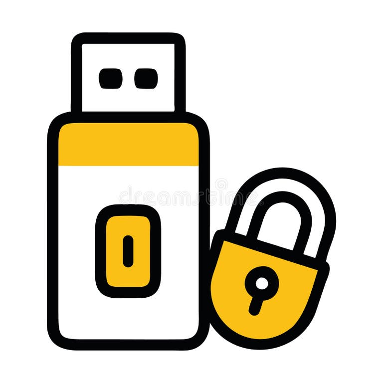 Data Security USB Lock Icon Stock Vector - Illustration of vector, data ...