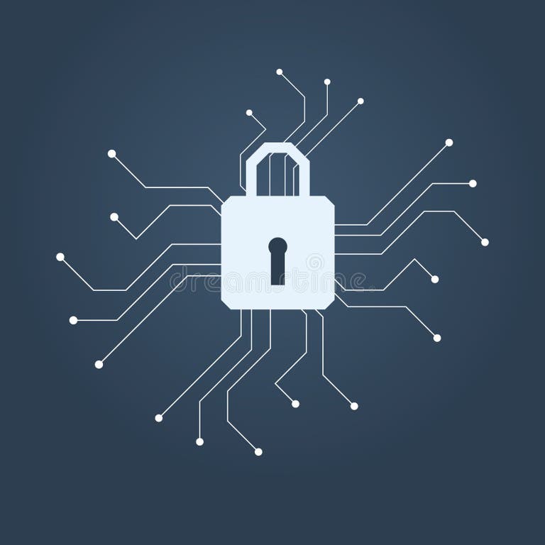 Data Security Vector Concept with Lock on Digital Symbol. Concept of ...