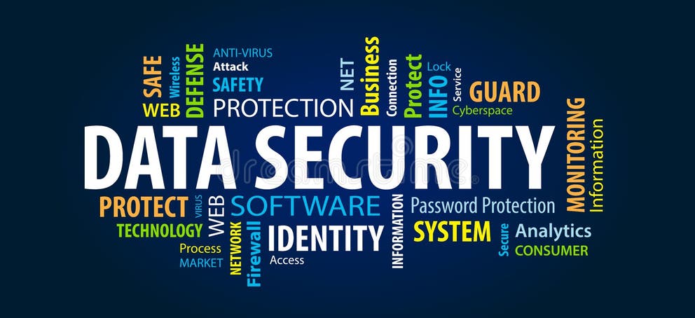 Data Security Word Cloud stock illustration. Illustration of monitor ...