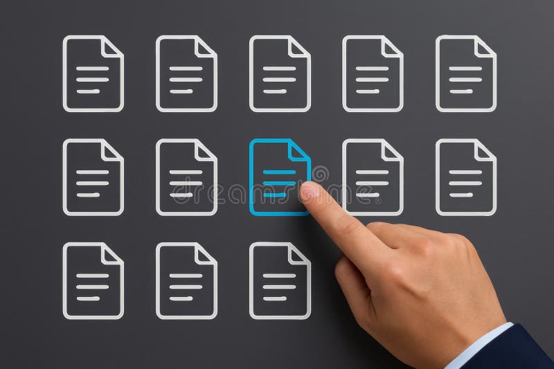 Data Selection and File Targeting Concept with Highlighted Document ...