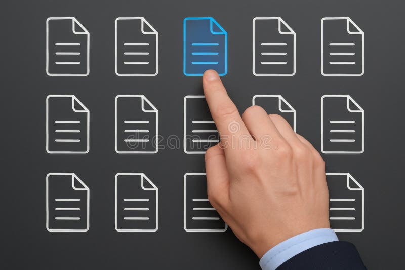 Data Selection and File Targeting Concept with Highlighted Document ...