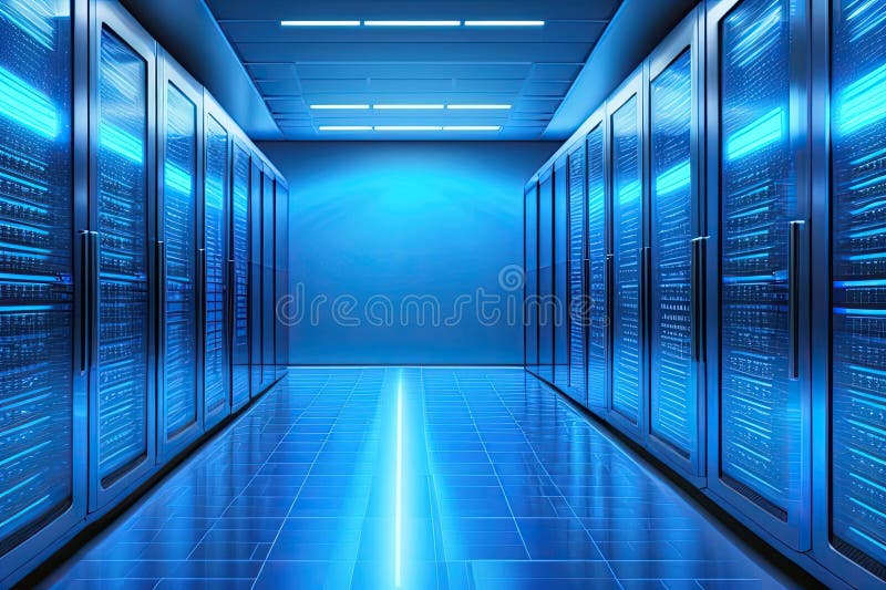 Data Server Center Room Generative AI Stock Photo - Image of glow ...