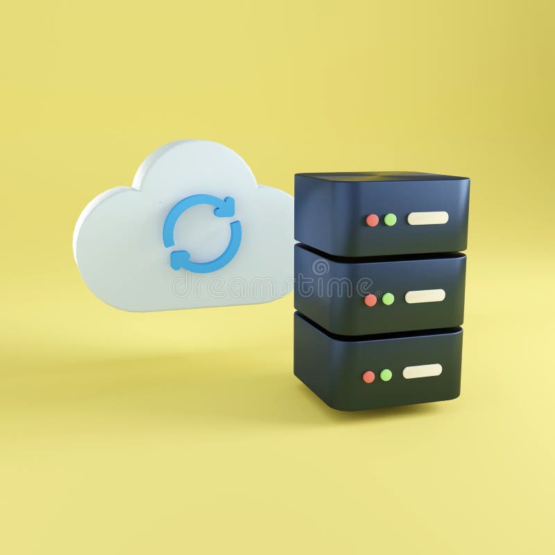 Data Server with Cloud 3d Iillustration. Rendering Image Stock ...
