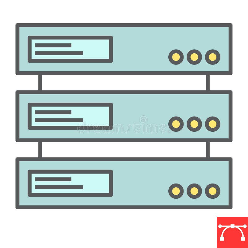 Data Server Color Line Icon Stock Vector - Illustration of disk ...