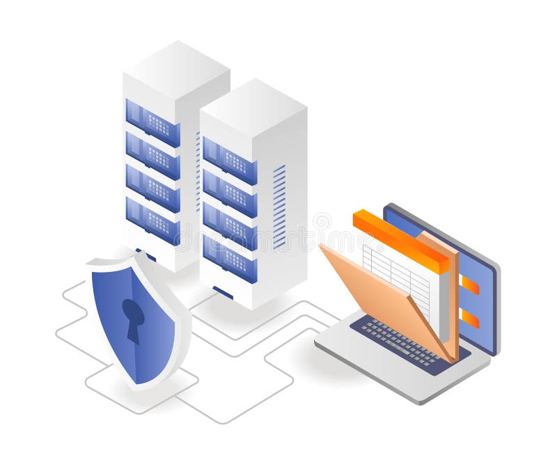 Illustration Isometric Flat Design Art. Data Server Computer Network ...