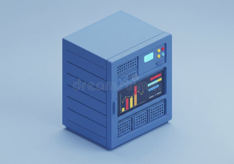Data Server Displaying Charts and Metrics on Screen Stock Illustration ...