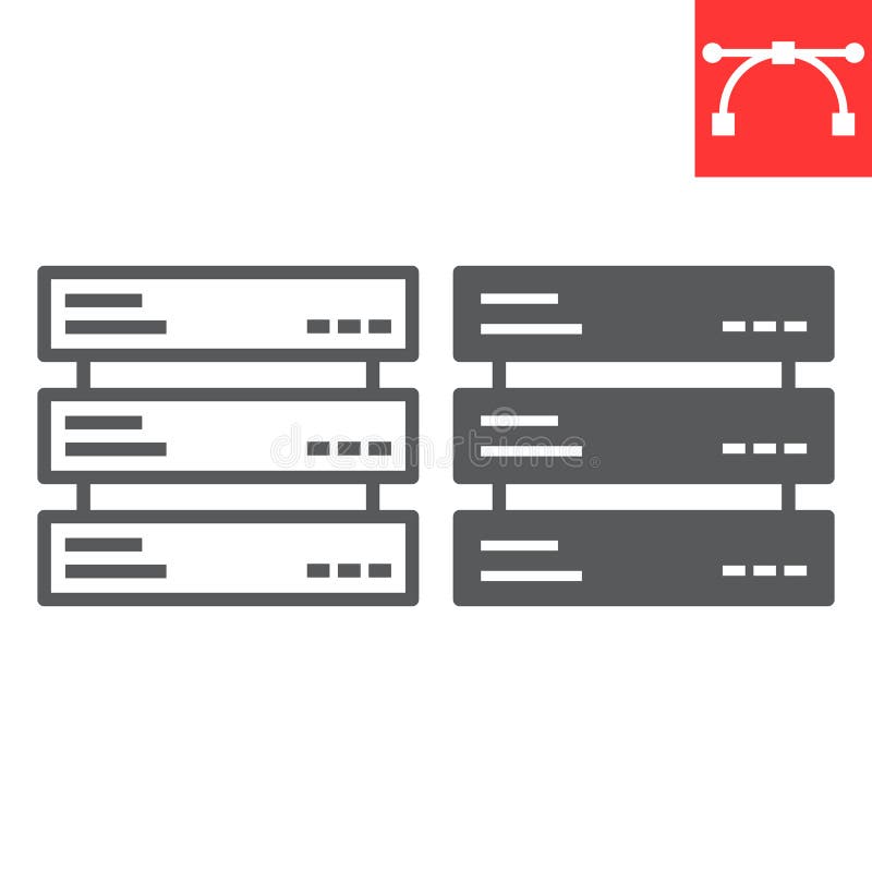 Data Server Line and Glyph Icon Stock Vector - Illustration of disk ...